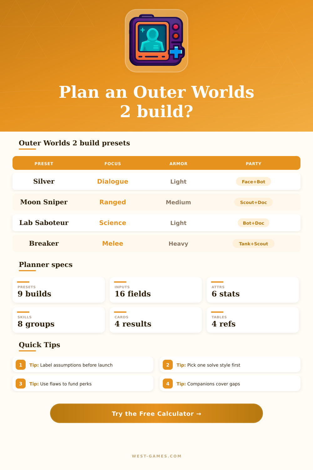 Outer Worlds 2 Character Planner - West Games